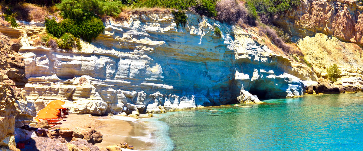 Sarantaris beach near Chersonissos Port village, 26 km east of Heraklion